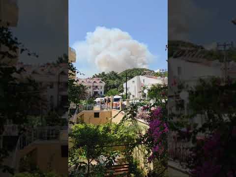 Icmeler Marmaris forest fire as seen from Armutalan on Sunday morning ...