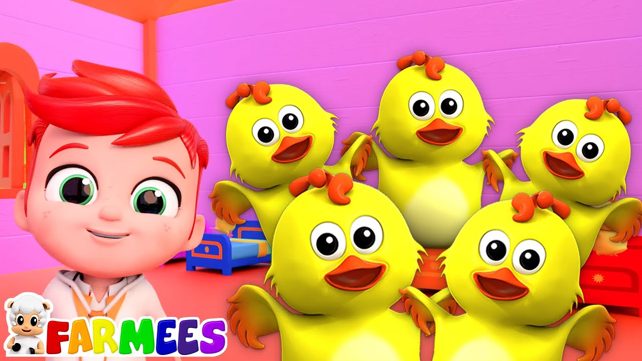 Cinco Pequeños Pollitos Saltando en la Cama Poemas de Guardería por ...