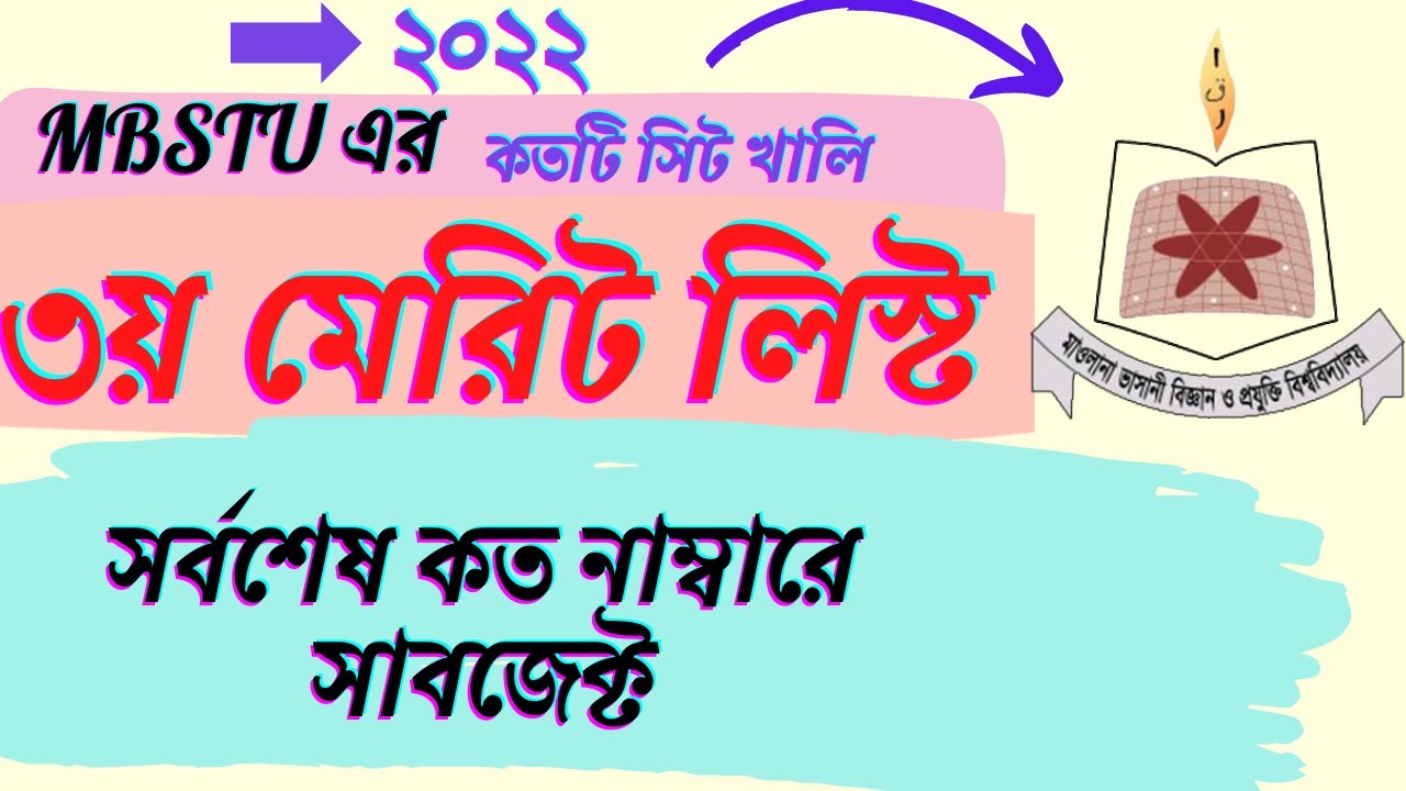 MBSTU 3d merit list 2022 || মাভাবিপ্রবি ৩য় মেরিট লিস্ট || Gst 3rd ...