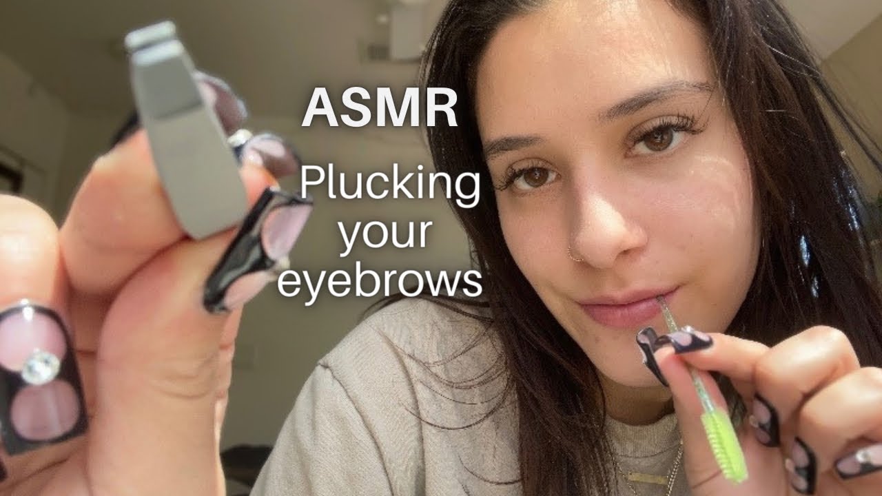 ASMR| Plucking & Brushing your eyebrows (Spoolie nibbling) - YouTube