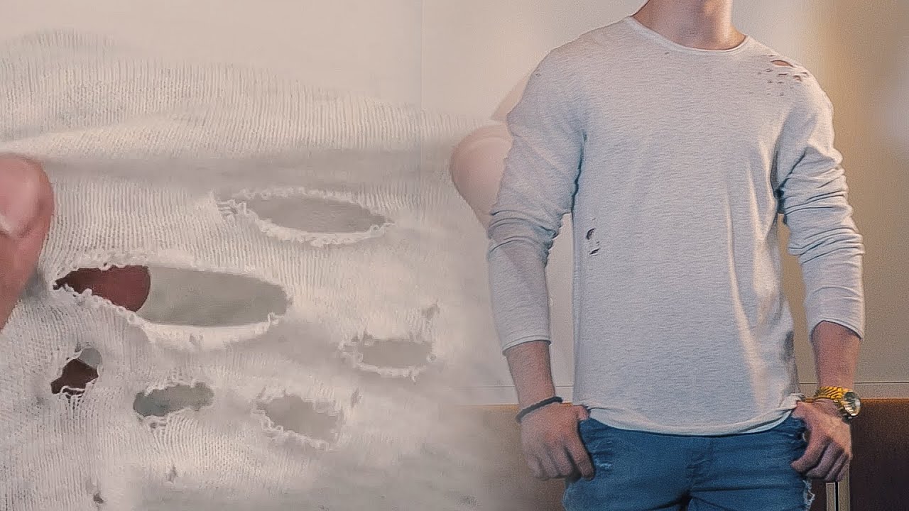 YEEZY DISTRESSED SWEATER - DIY (Kanye West inspired) - YouTube