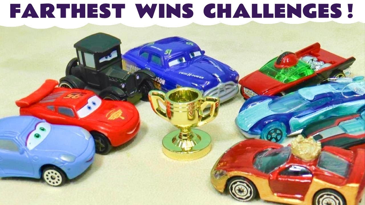 Cars Farthest Wins Team Challenges with the Funlings Cars - YouTube