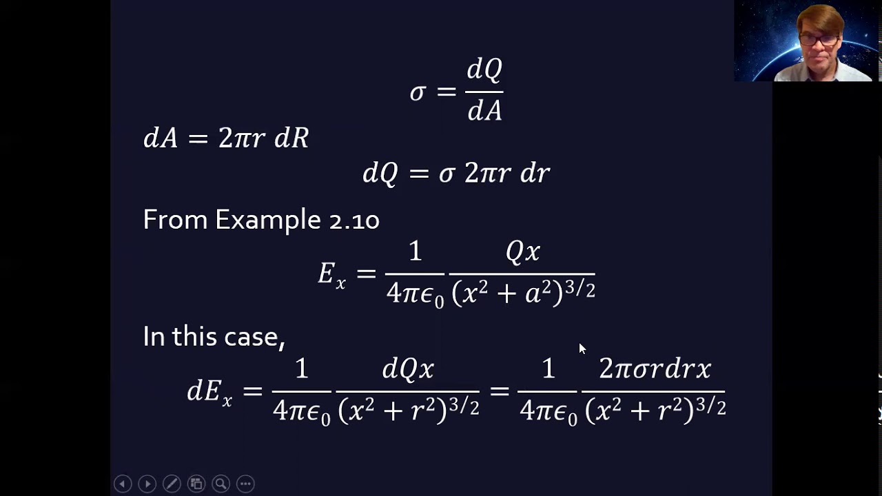 21.5d Electric Field Calculations (disk of charge) - YouTube