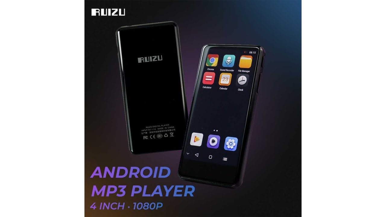 Ruizu Android MP3 Player Wifi Bluetooth Touchscreen 4 Inch 1080P - H8 ...