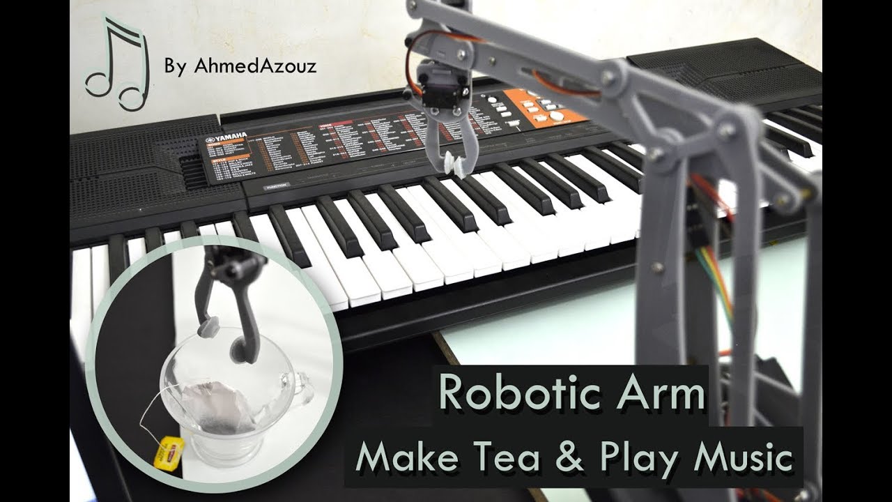 Robotic arm play piano and serve the tea - YouTube