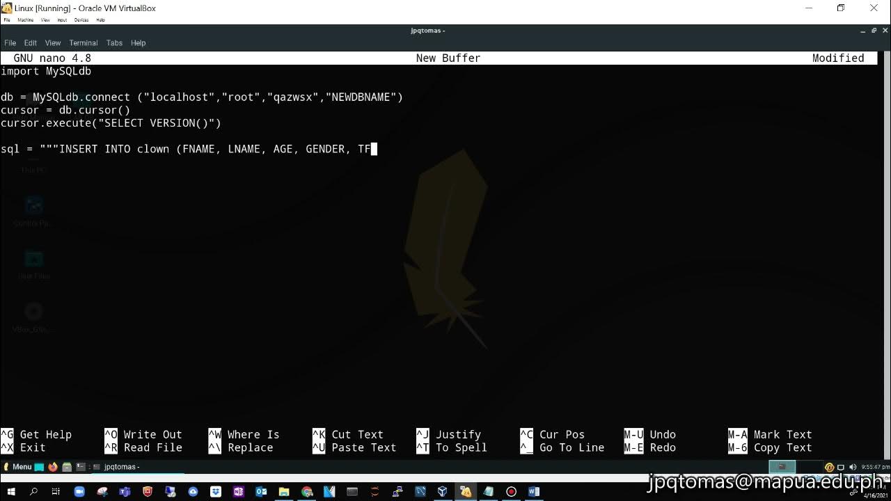 Part 4 - Simple Python script on inserting data in a table in MySQL ...