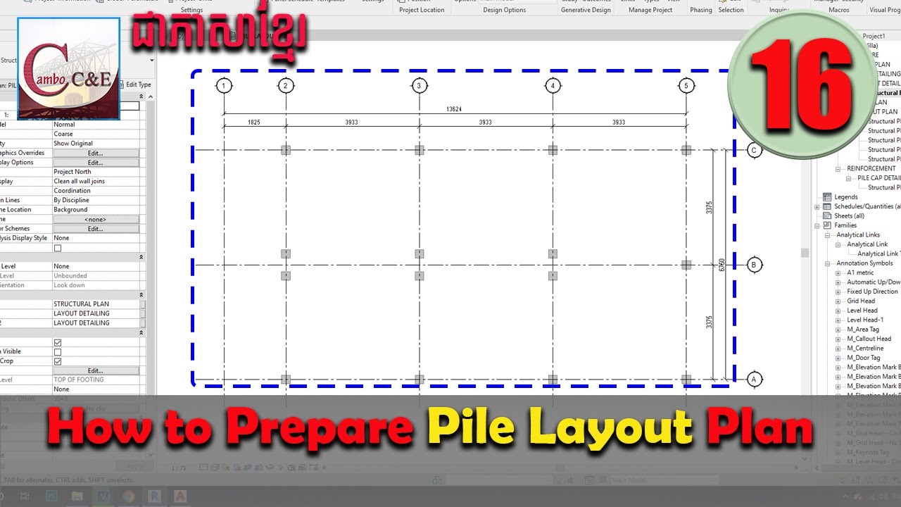 Part 16 How To Prepare Pile Layout Plan Create Dimension In Revit Part 16 How To Prepare Pile Layout Plan Create Dimension In Revit