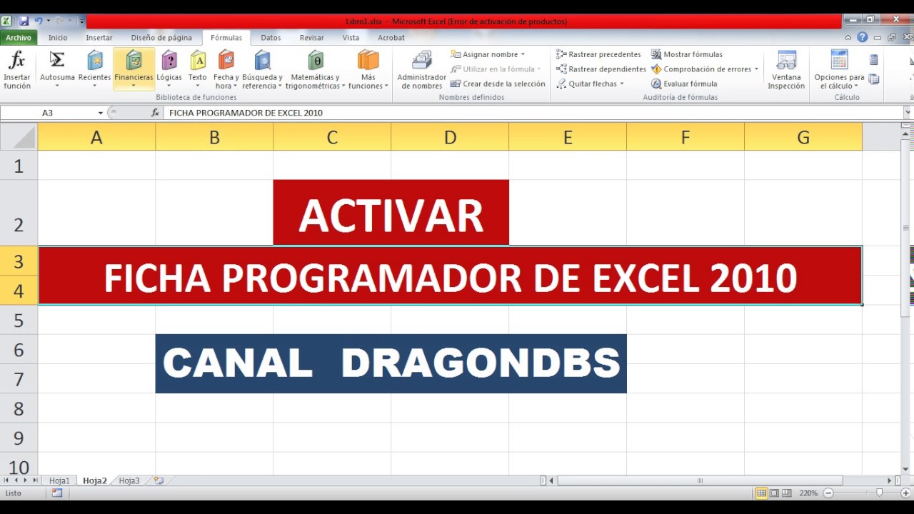 activar la ficha programador en microsoft excel 2010 - YouTube