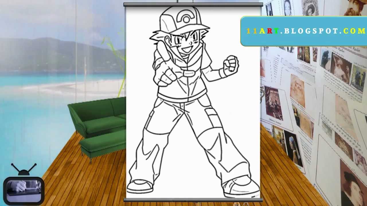 How to Draw Pokemon - Ash Ketchum - How to Draw Cartoon - YouTube