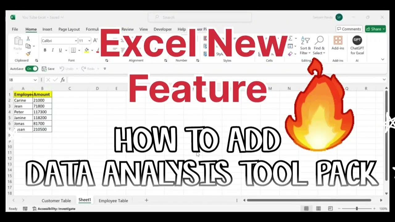 #excel How To Add DATA ANALYSIS Tool Pack #exceltutorial #exceltricks ...