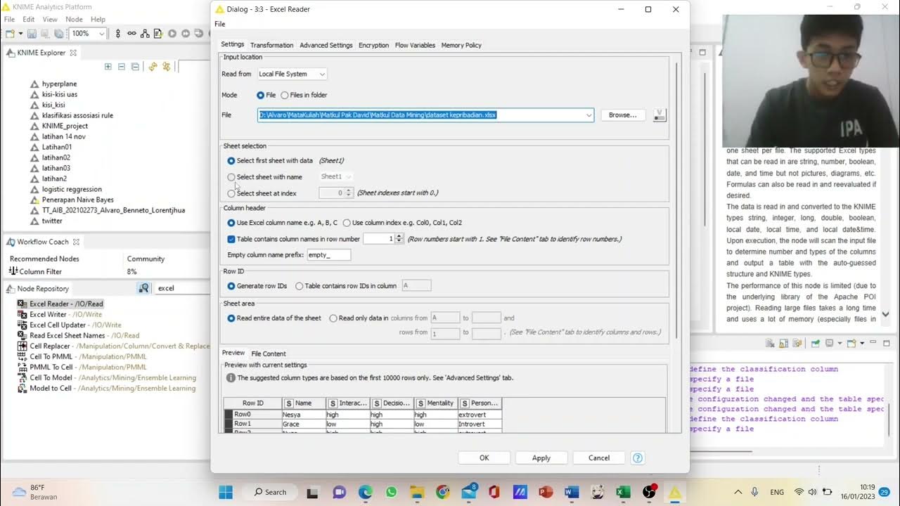 Mengenali Tipe Kepribadian Menggunakan Algoritma Naive Bayes dengan Aplikasi KNIME - YouTube