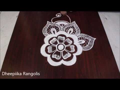 Beautifull rangoli designs without dots II freehand rangoli designs II ...