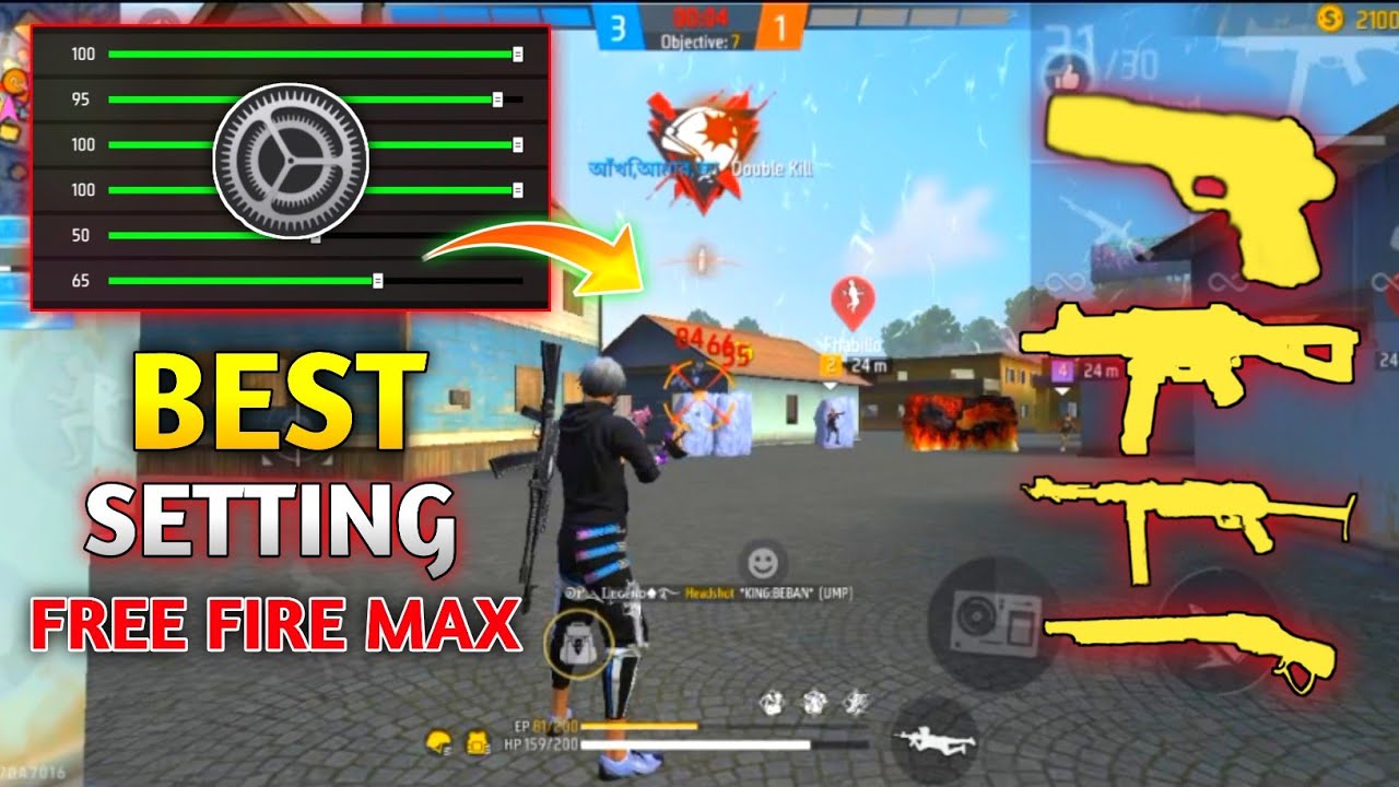Headshot Sensitivity Settings ⚡ Auto One Tap Headshot Setting Free Fire ...