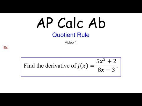 Quotient Rule | AP Calc AB 2.9.1(1) - YouTube
