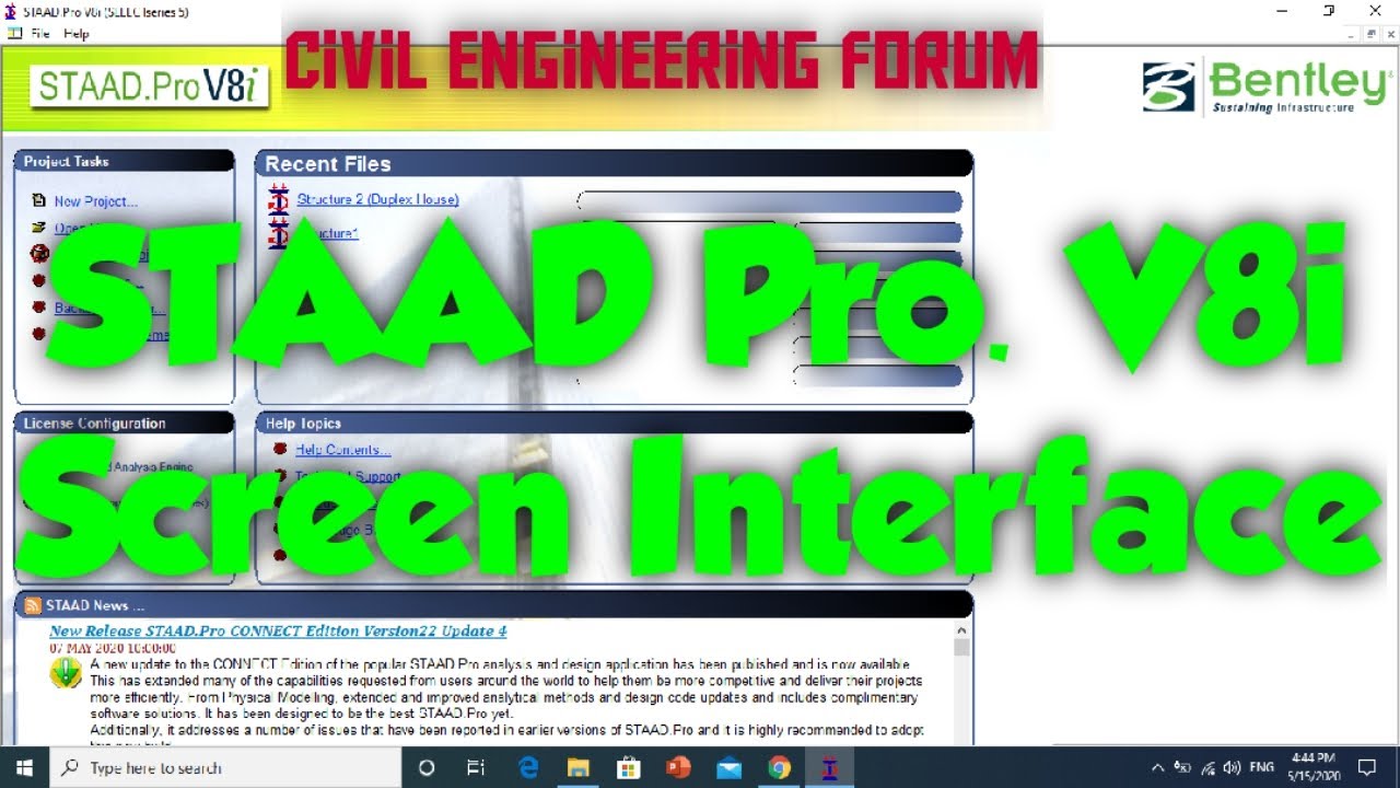 Staad pro screen intoduction (Structure Design - Part 6) - YouTube