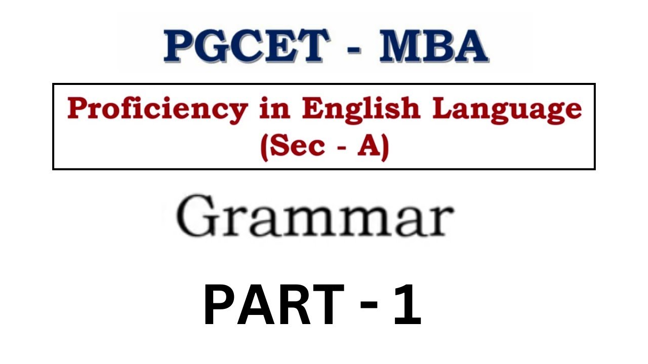 PGCET - MBA | Proficiency in English language [Sec A] PART - 1 - YouTube