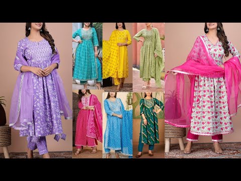 Daily wear Printed Cotton Nayra Cut Suit Design | Naira Suit | Nayra ...