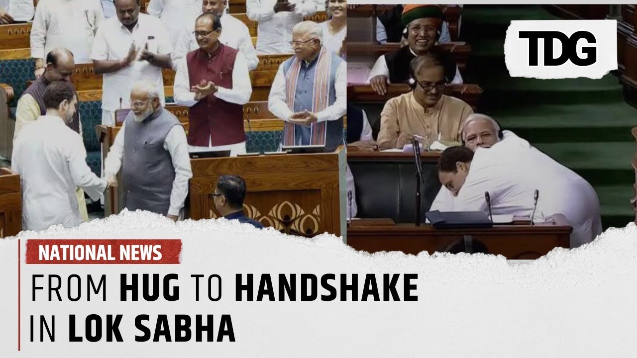 PM Modi-Rahul Gandhi Share Historic Hug And Handshake In Parliament ...
