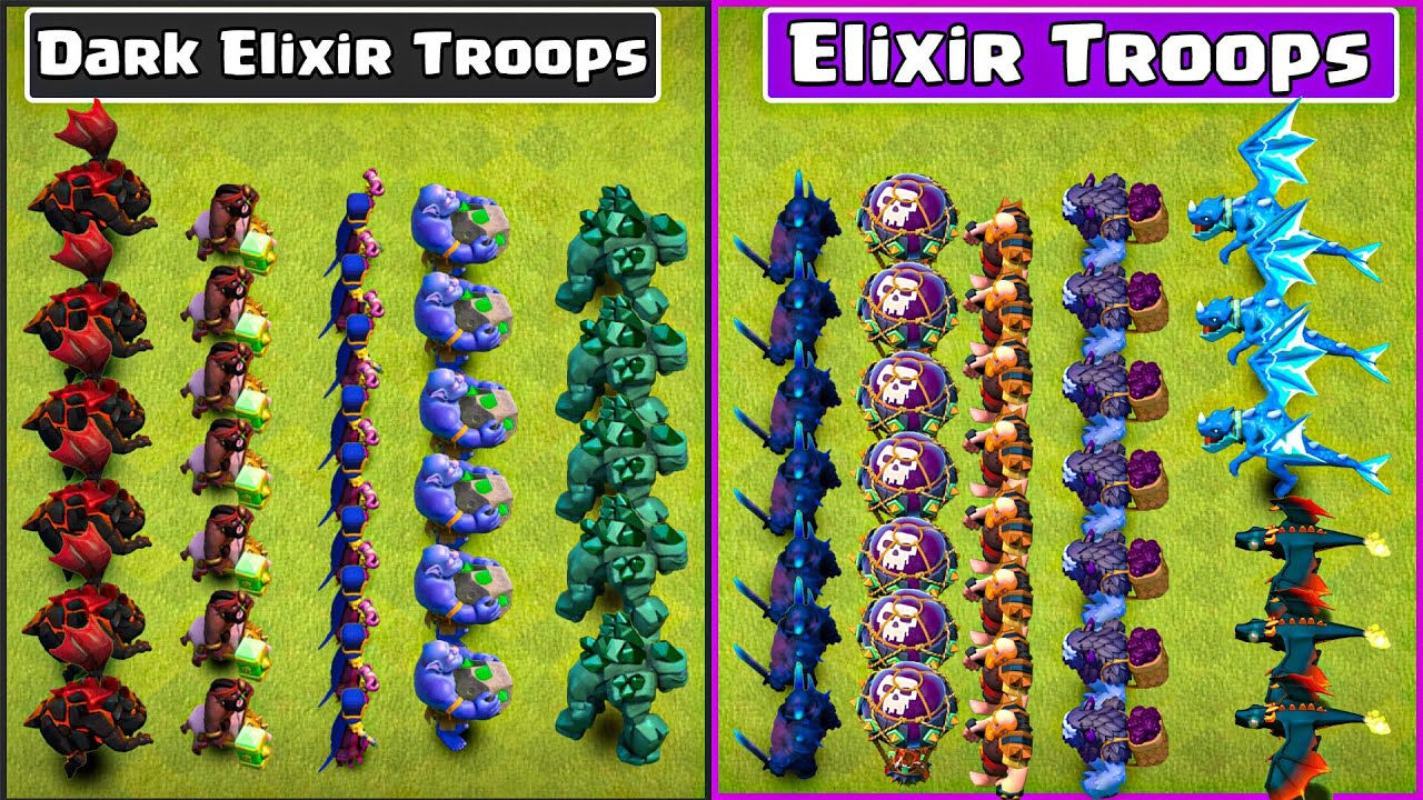 Elixir Troops Vs Dark Elixir Troops | Clash of Clans. - YouTube