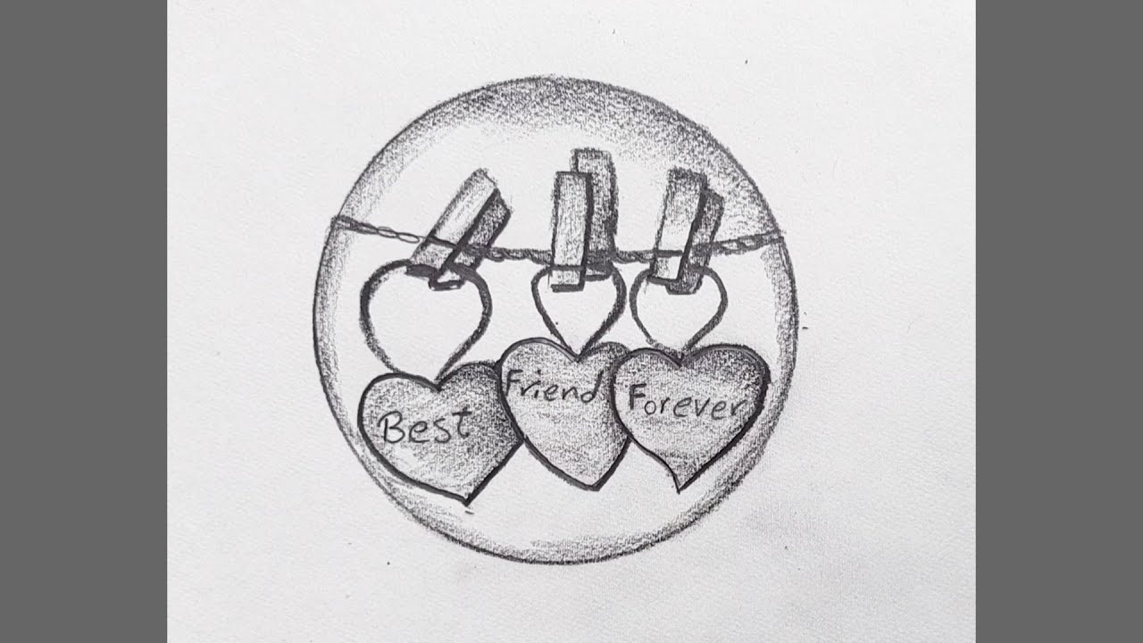 Three Best Friends Drawing | BFF Drawing | BFF Drawing Easy ...