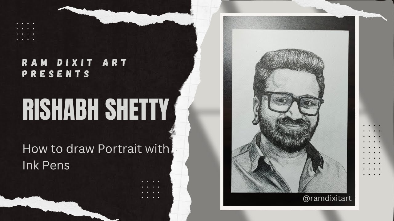 How to Draw Rishabh Shetty 😇with Ink Pen 🖋️ Step by Step Process🔥 # ...