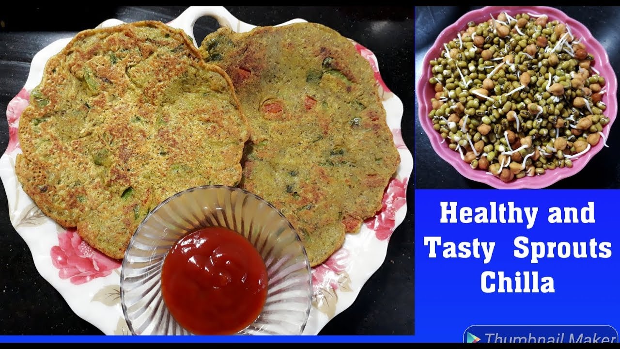 Healthy and tasty breakfast|अंकुरित चना-मूंग दाल का चीला| Sprouts ...