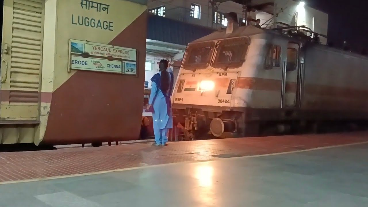 Yercaud Express Train Coupling with RPM WAP7|Erode Junction - YouTube