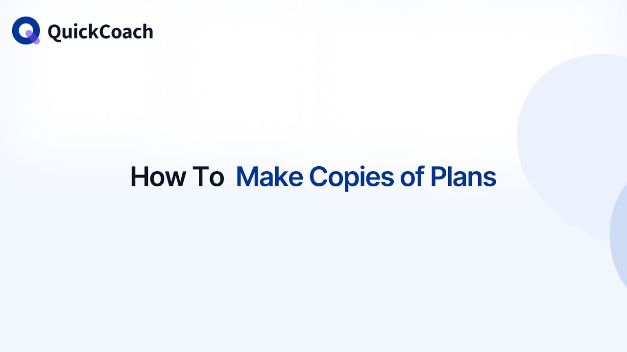 How To Make Copies of Plans in QuickCoach - YouTube