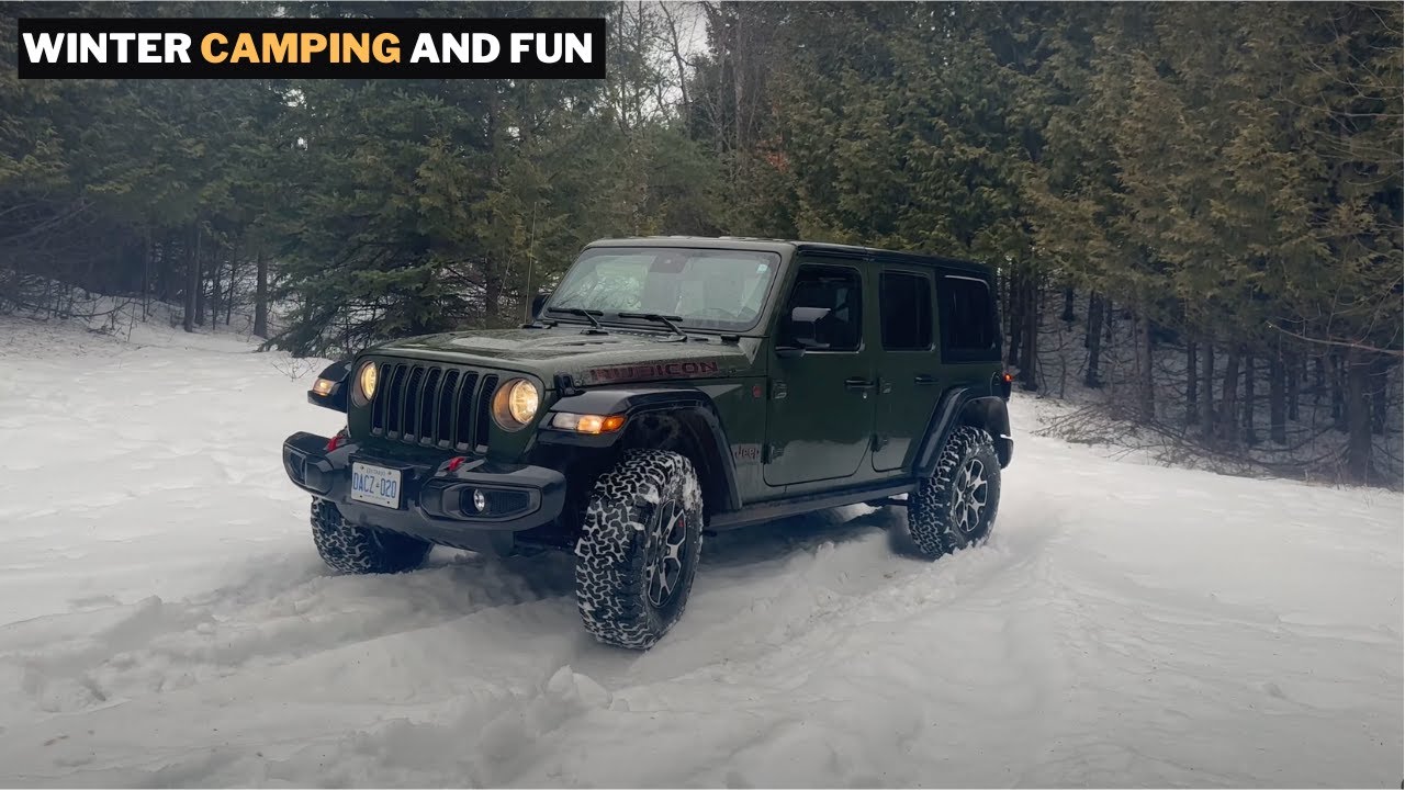 Jeep Rubicon off-road adventure and camping in snow - YouTube