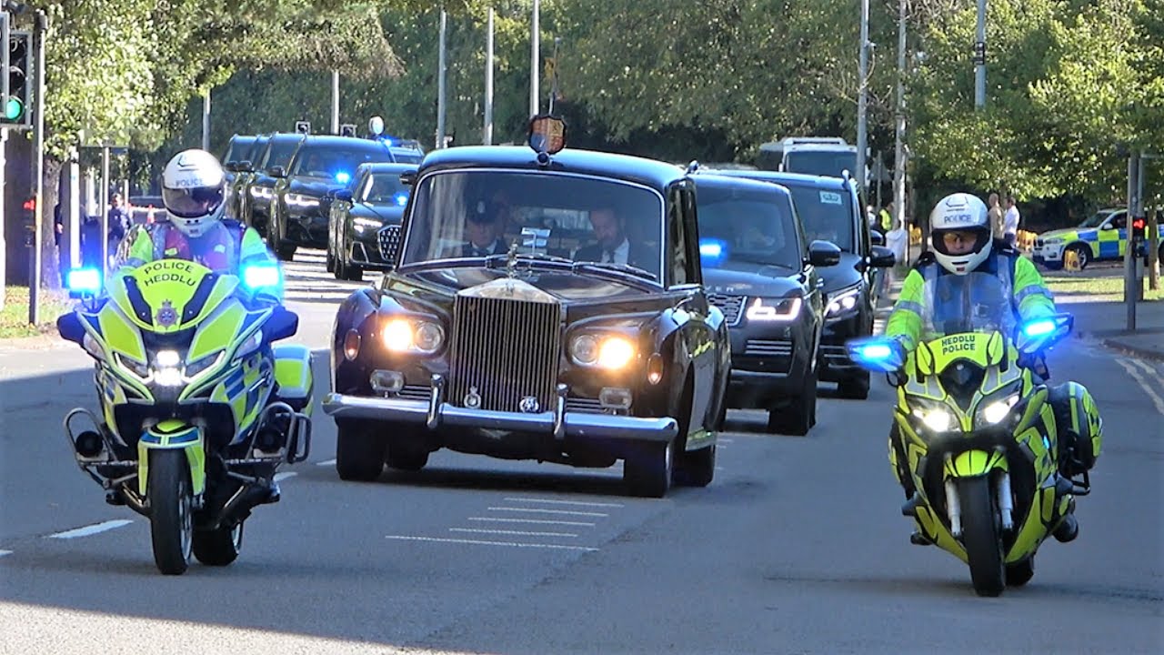 KING CHARLES Visits Cardiff with Royal Motorcades ahead of the Queen's ...