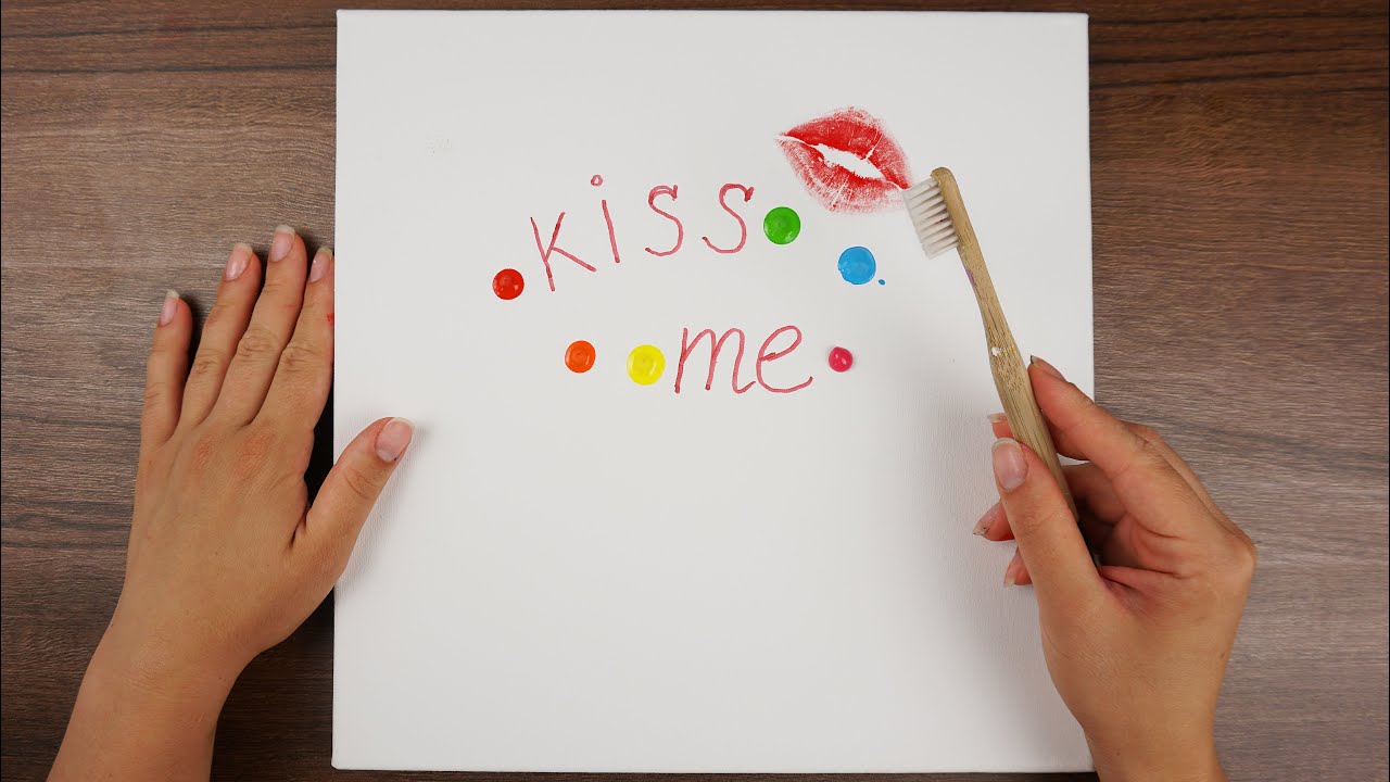 How to draw Drippy Rainbow Lips | Acrylic Painting on Canvas | Art Show ...