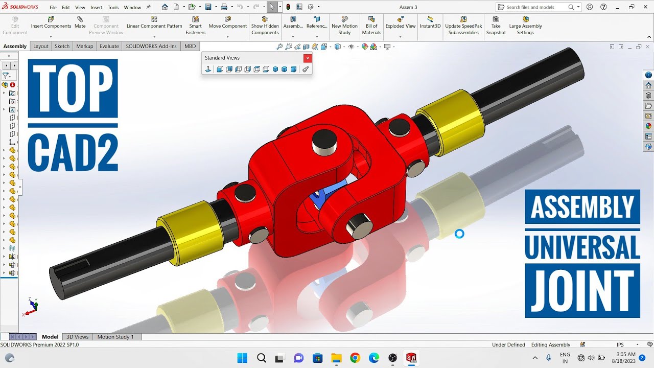universal joint assembly/solidwork exercises/solidwork hindi me #design ...
