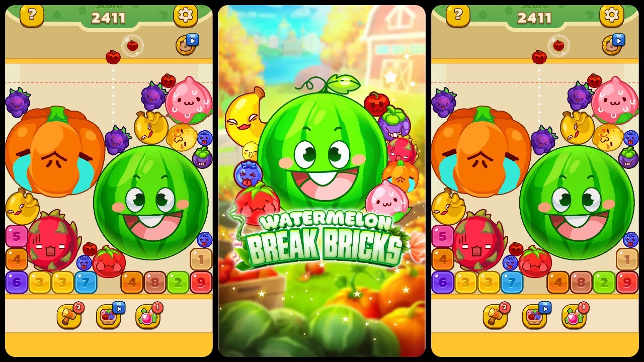Watermelon Break Bricks Game Gameplay Android Mobile - YouTube
