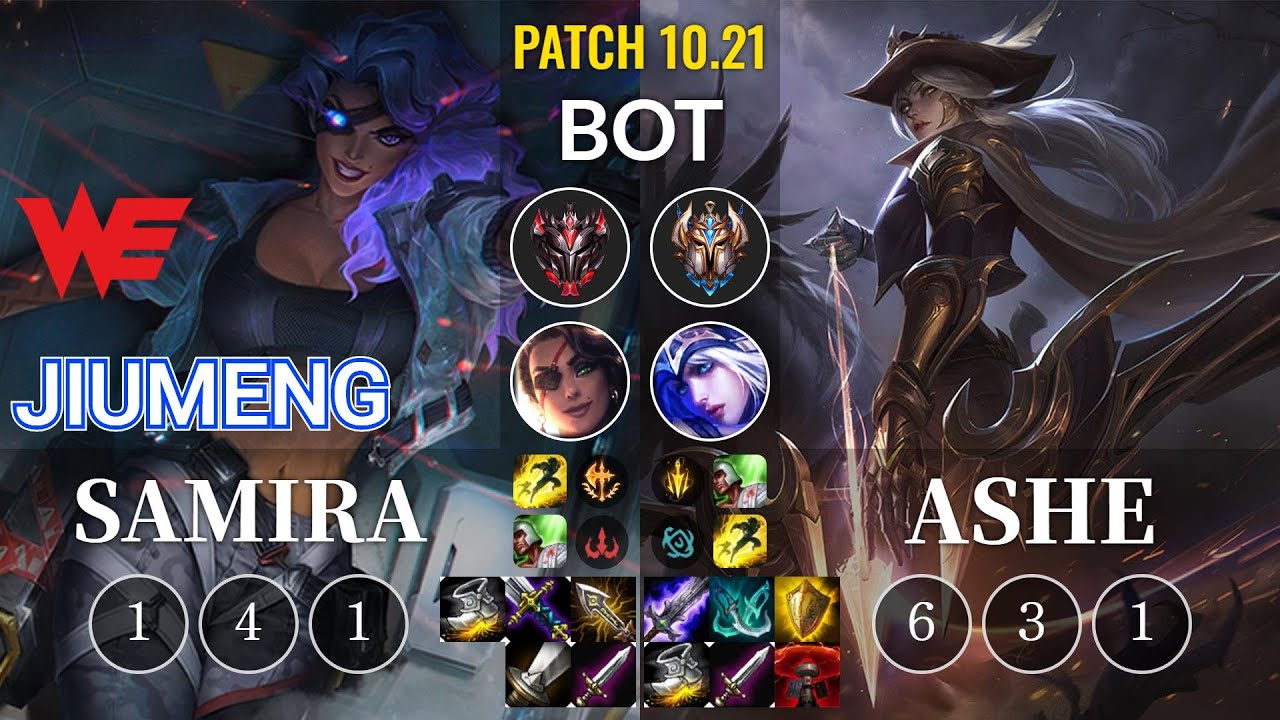 WE Jiumeng Samira vs Ashe Bot - KR Patch 10.21 - YouTube