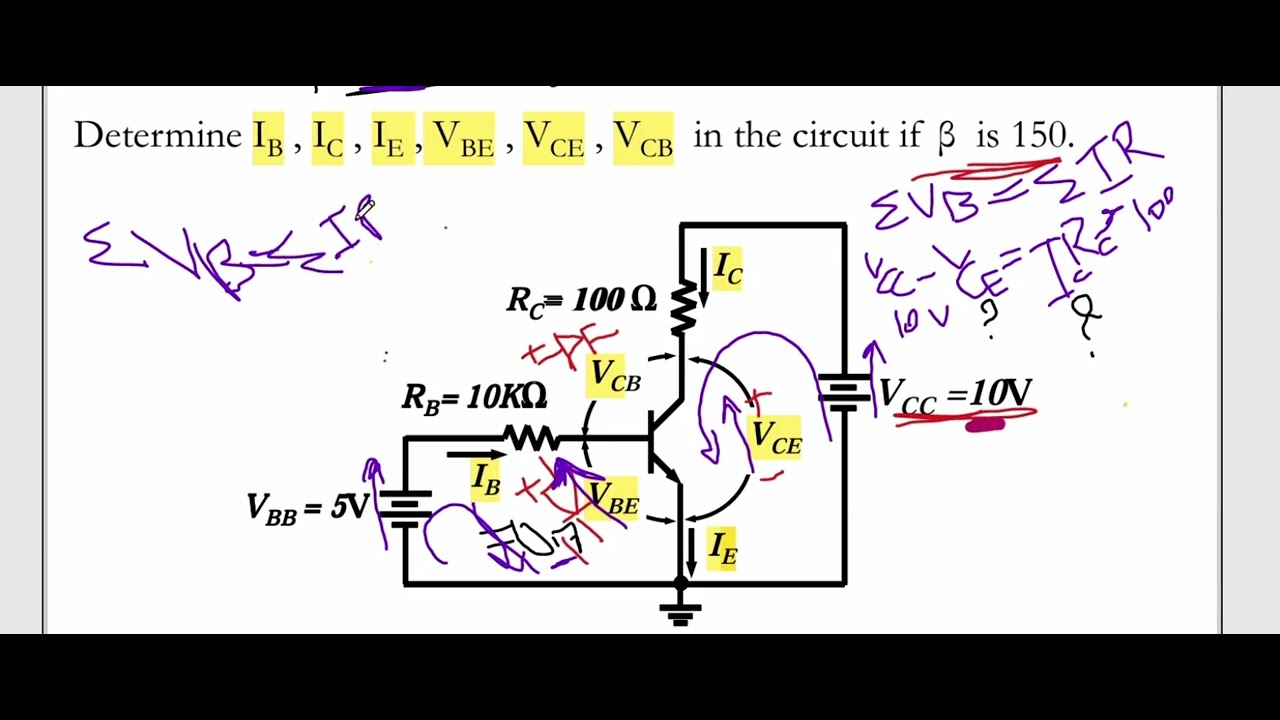 BJT (Bipolar Junction Transistor) Solved Problem Example 1 ch3 ...