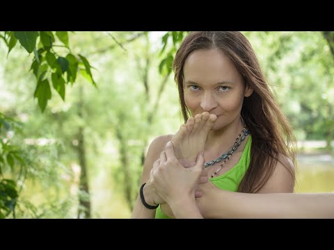 Stretching and flexibility of the body. Yoga contortion performance.