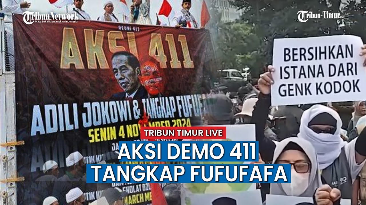 🔴Massa Demo Aksi 411 Adili Jokowi & Tangkap Fufufafa Tertahan di Patung ...