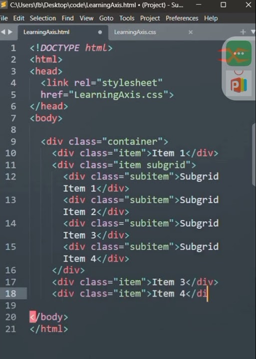 designing a grid and subgrid using html and css - YouTube