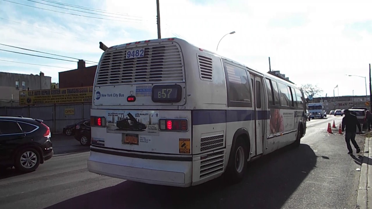 MTA NYC Bus 1997 NovaBus RTS-06 9482 on the B57 @ Flushing & Woodward ...