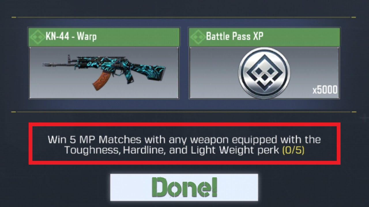 Win 5 MP Matches with any Weapon Equipped with the Toughness, Hardline ...