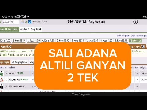 6 Ocak 2026 Salı Adana At yarışı tahminleri Adana altılı ganyan tahminleri | Oğulcan Karaca 