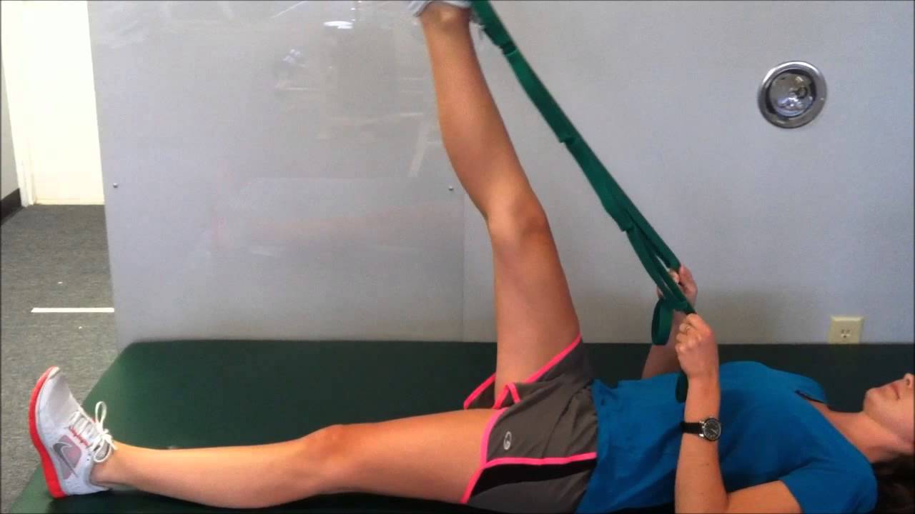 Hamstring Stretch Supine Strap - YouTube