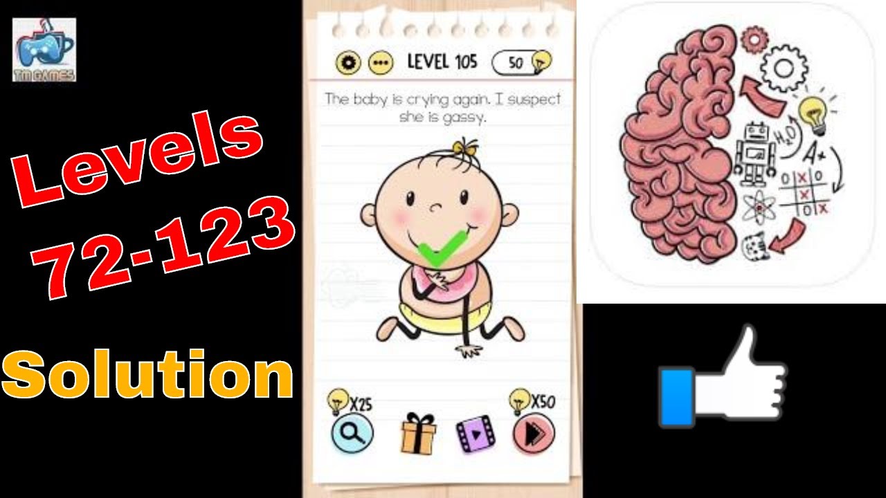 Brain test All levels 72 - 123 Solution Walkthrough Tricky Puzzle game ...