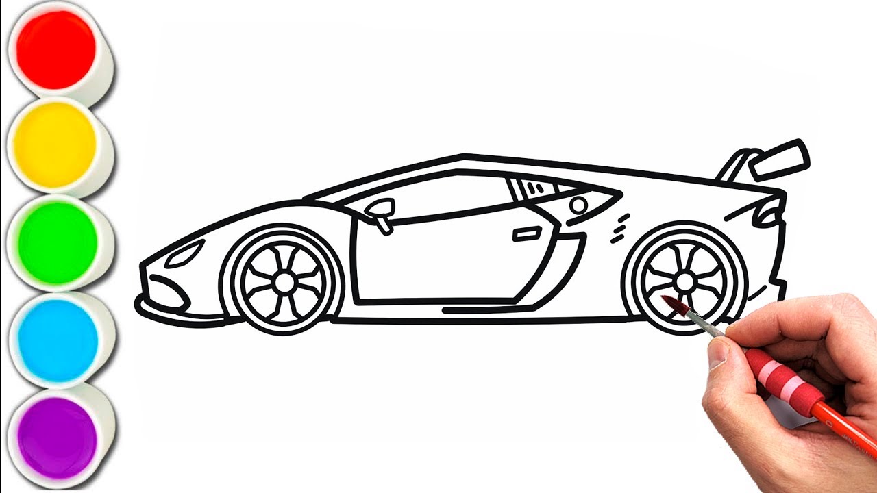 LAMBORGHINI CAR Drawing, Painting & Coloring For Kids and Toddlers ...