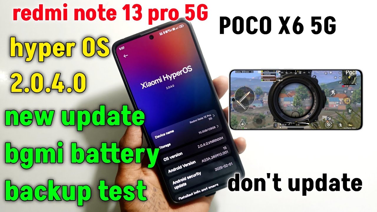 Redmi note 13 pro 5G hyper OS 2.0.4.0 bgmi lag,heat or drain test - YouTube