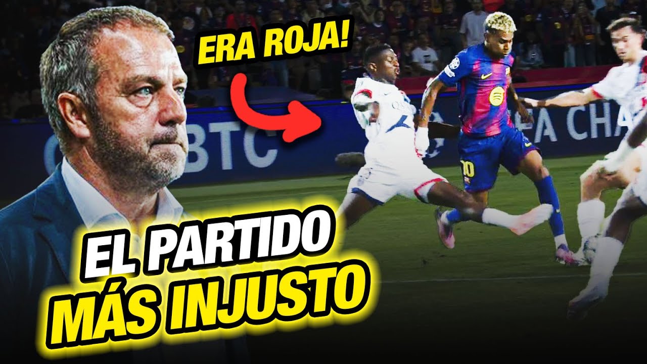ROBO HISTÓRICO AL BARCA, ROJA NUNO MENDES - BARCELONA VS PSG CHAMPIONS ...