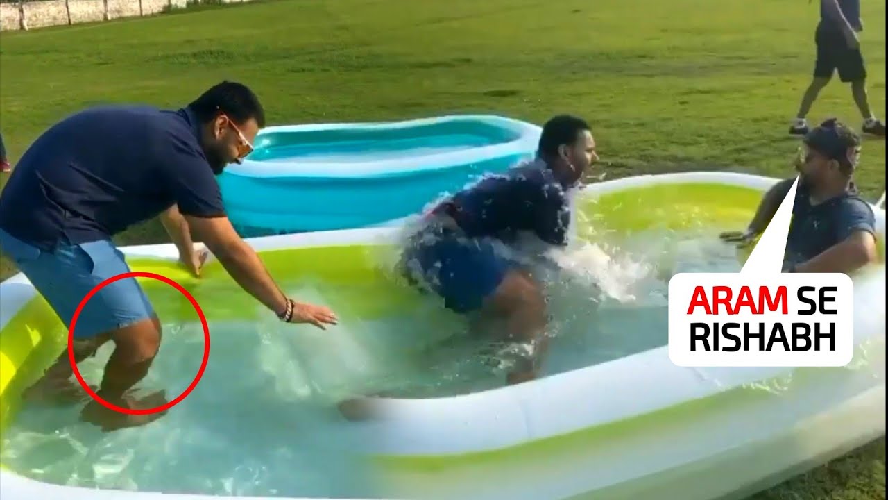 Injured Rishabh Pant slipped in the water tub while playing with Suresh ...