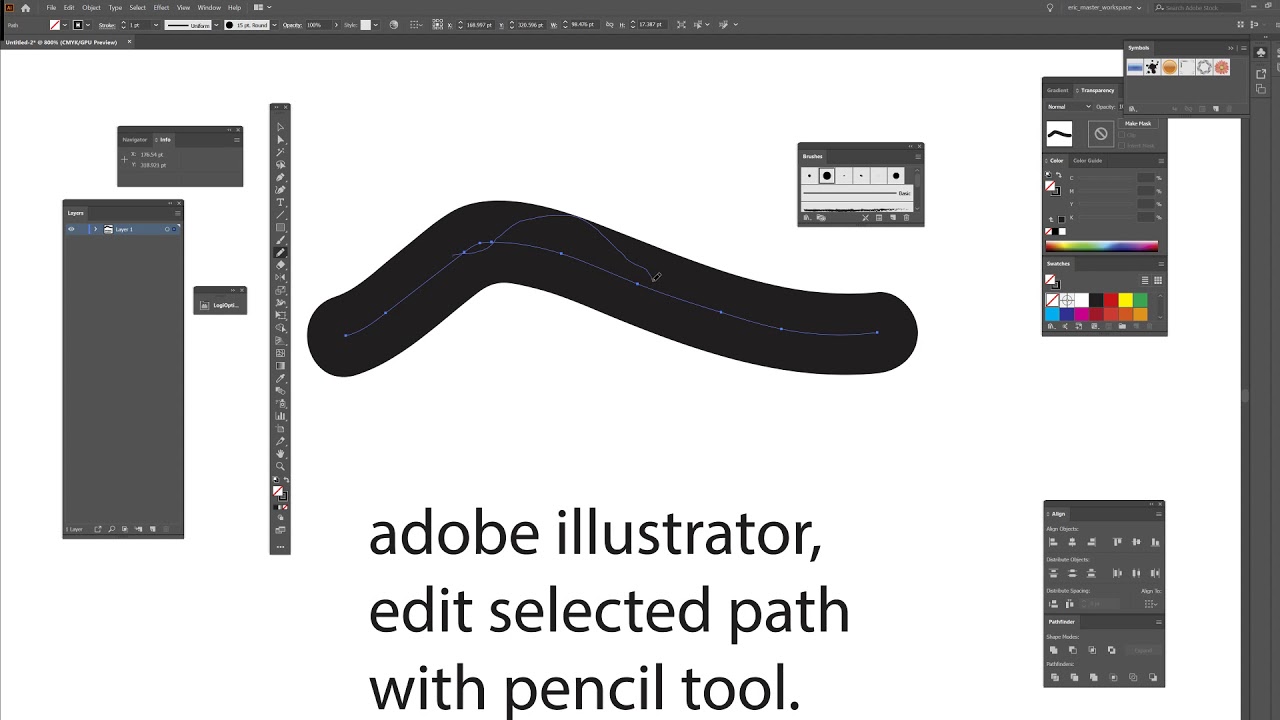 illustrator, edit selected path with pencil tool - YouTube