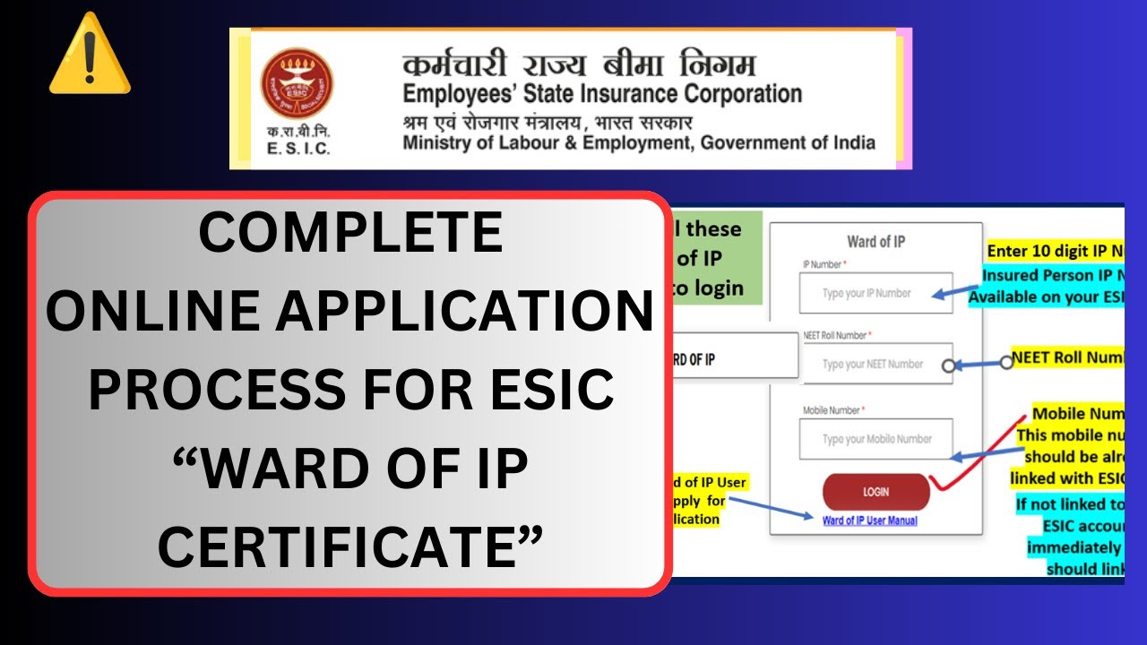 COMPLETE ONLINE APPLICATION PROCESS FOR ESIC WARD OF IP CERTIFICATE TO MBBS, BDS, & B SC NURSING ...