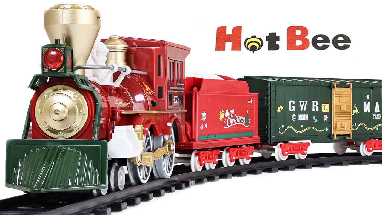 Hot Bee Steam Freight Christmas Battery Powered Remote Control Train ...